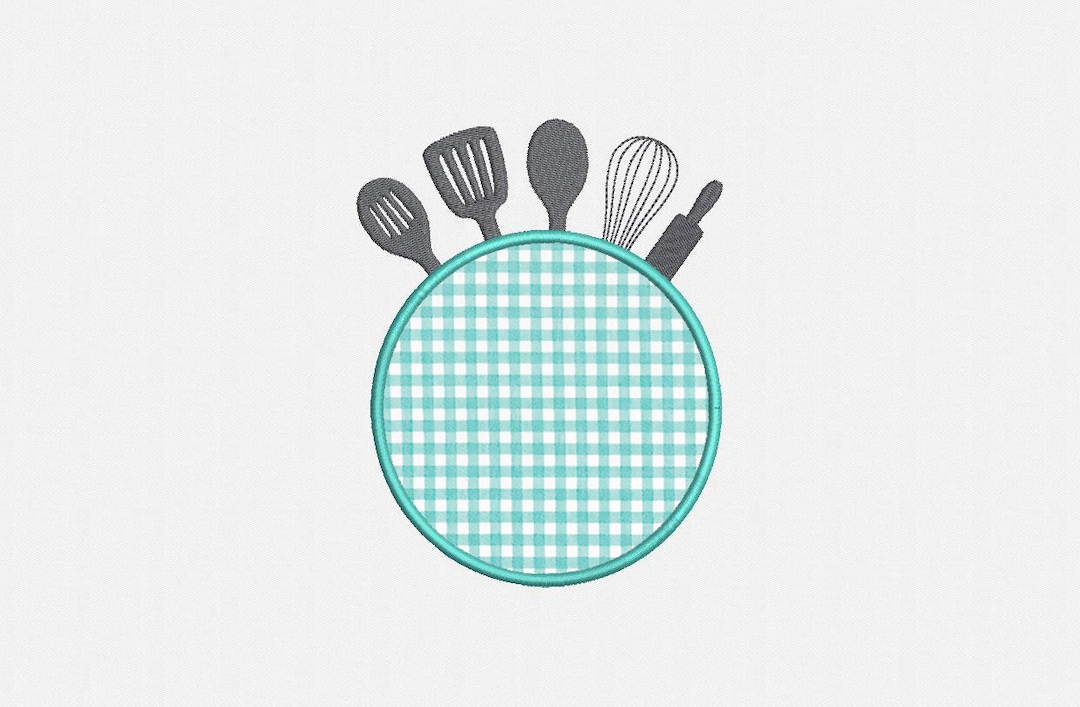 Kitchen Tools Frame Monogram Applique Machine Embroidery Design - 1 ...