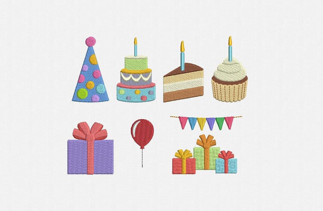 Mini Birthday Machine Embroidery Designs Pack 8 Designs: Balloons ...