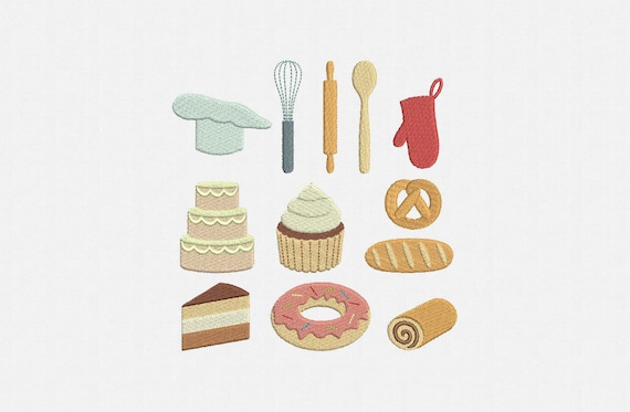 Mini Bakery Machine Embroidery Designs Pack 12 Designs | Etsy