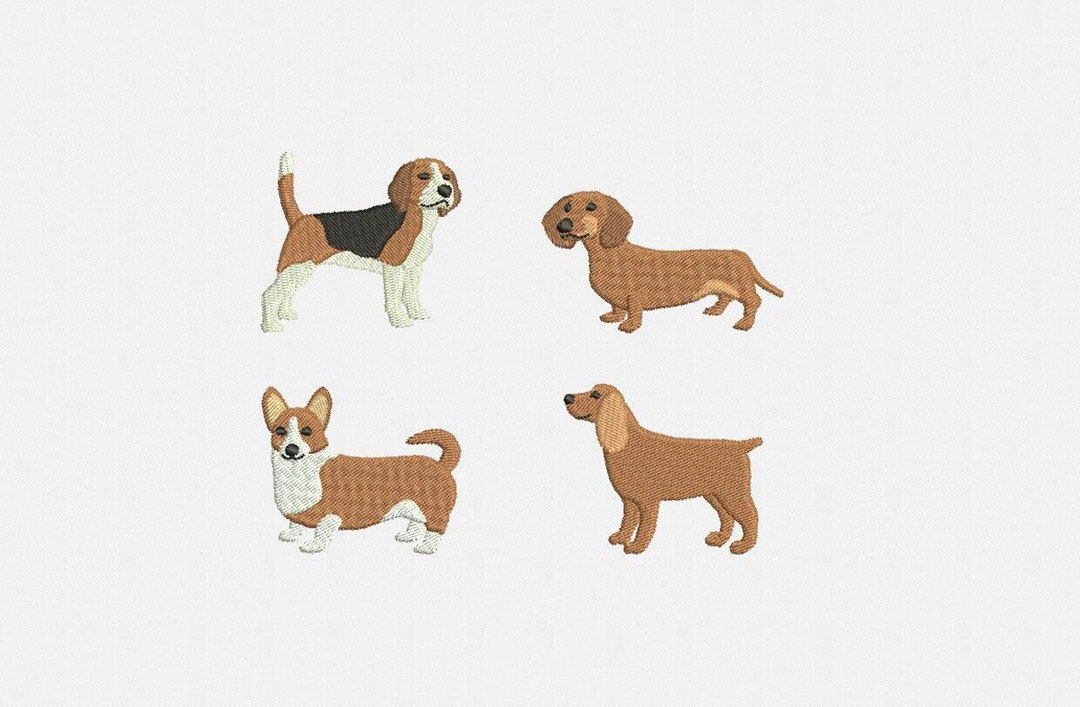 Mini Dogs Machine Embroidery Designs Pack - 4 Designs by 5 Sizes ...
