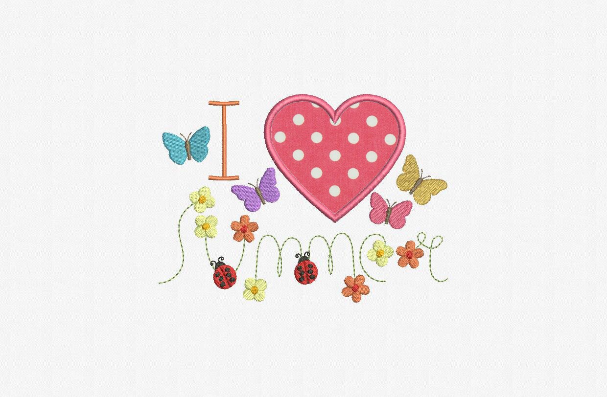 I Love Summer Applique Machine Embroidery Design 1 Size - Etsy