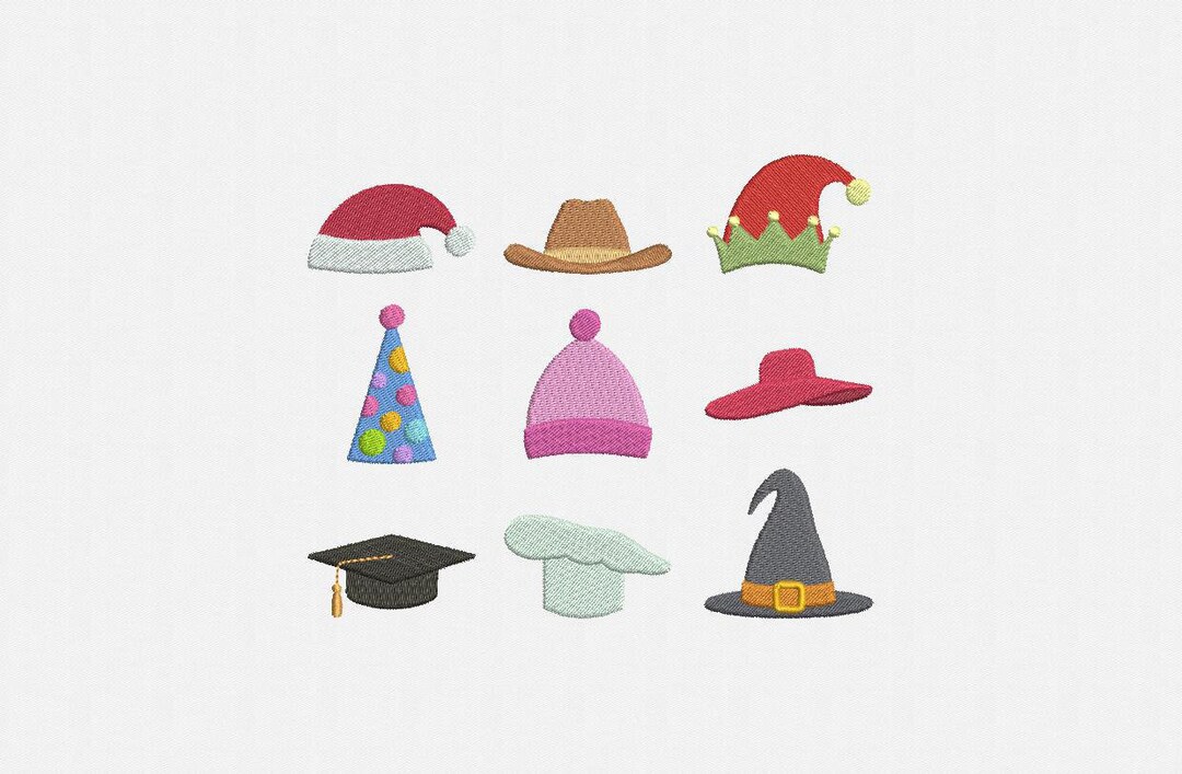 Mini Hats Machine Embroidery Designs Pack 9 Designs - Etsy