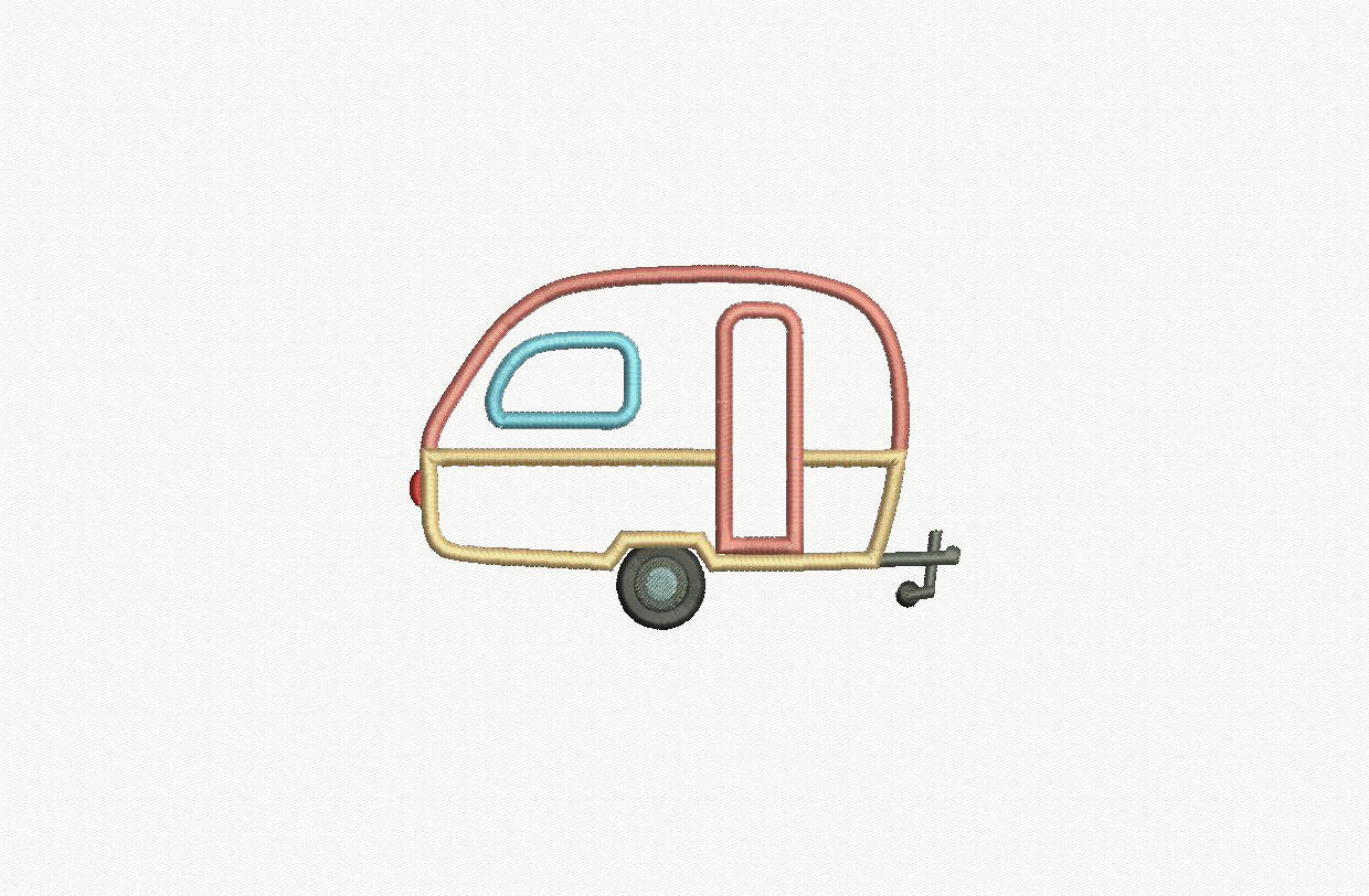 Rv Camper Trailer Applique Machine Embroidery Designs - 4 Sizes - Etsy