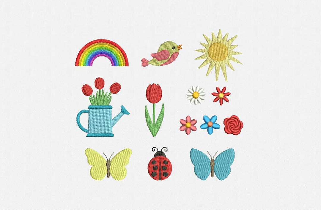 Mini Hello Spring Machine Embroidery Designs Pack - 13 Designs: Bird ...