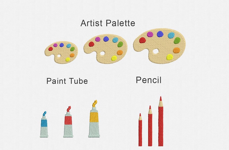 Mini Artist Tools Machine Embroidery Designs Pack 7 Designs - Etsy