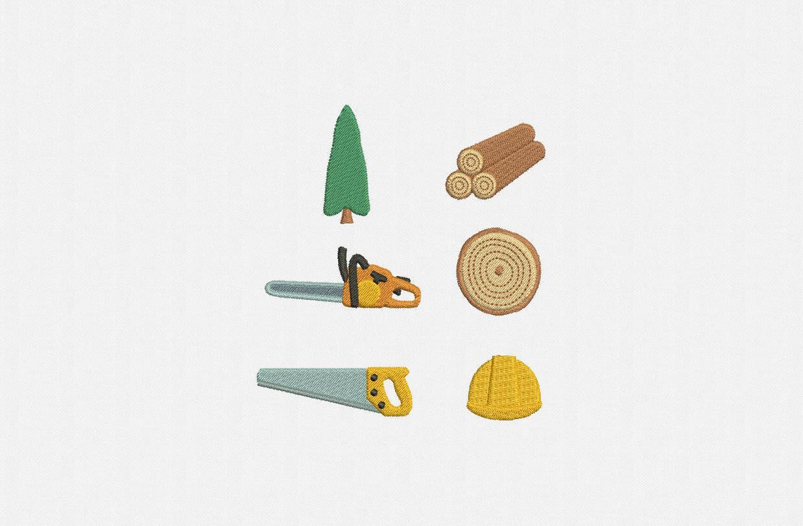Mini Logging Machine Embroidery Design - 6 Designs - Chainsaw, Hand Saw ...