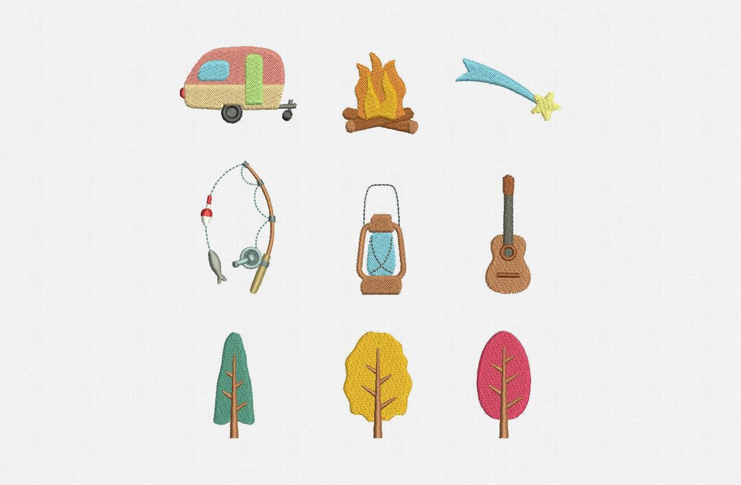 Mini RV Camper Machine Embroidery Designs Pack - 7 Designs by 3 Sizes ...