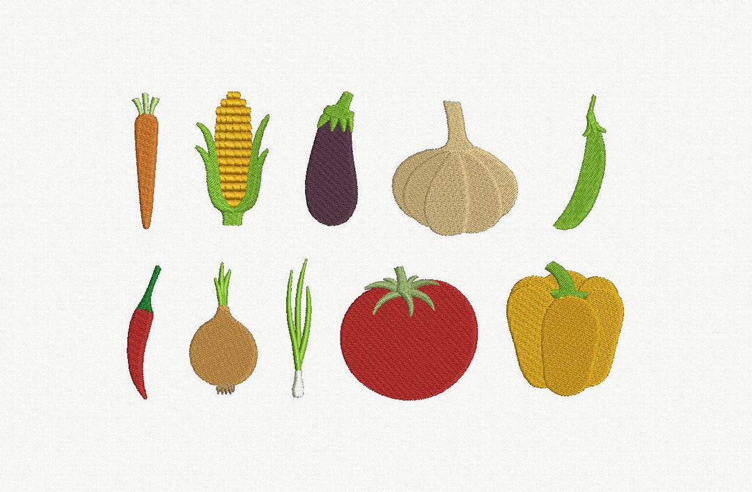 Mini Vegetables Machine Embroidery Design - 10 Designs by 3 Sizes - Etsy