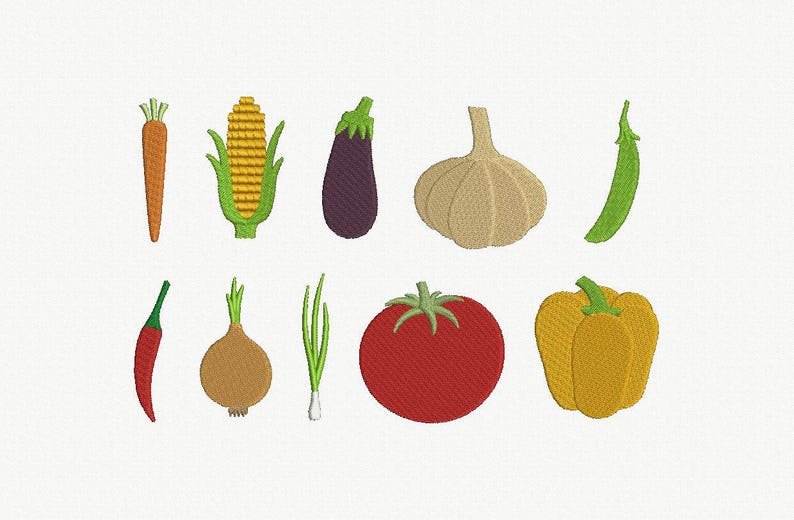 Mini Vegetables Machine Embroidery Design 10 Designs by 3 - Etsy