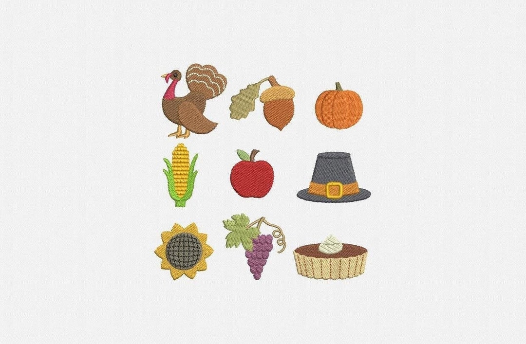 Mini Thanksgiving Day Machine Embroidery Designs Pack - 9 Designs ...