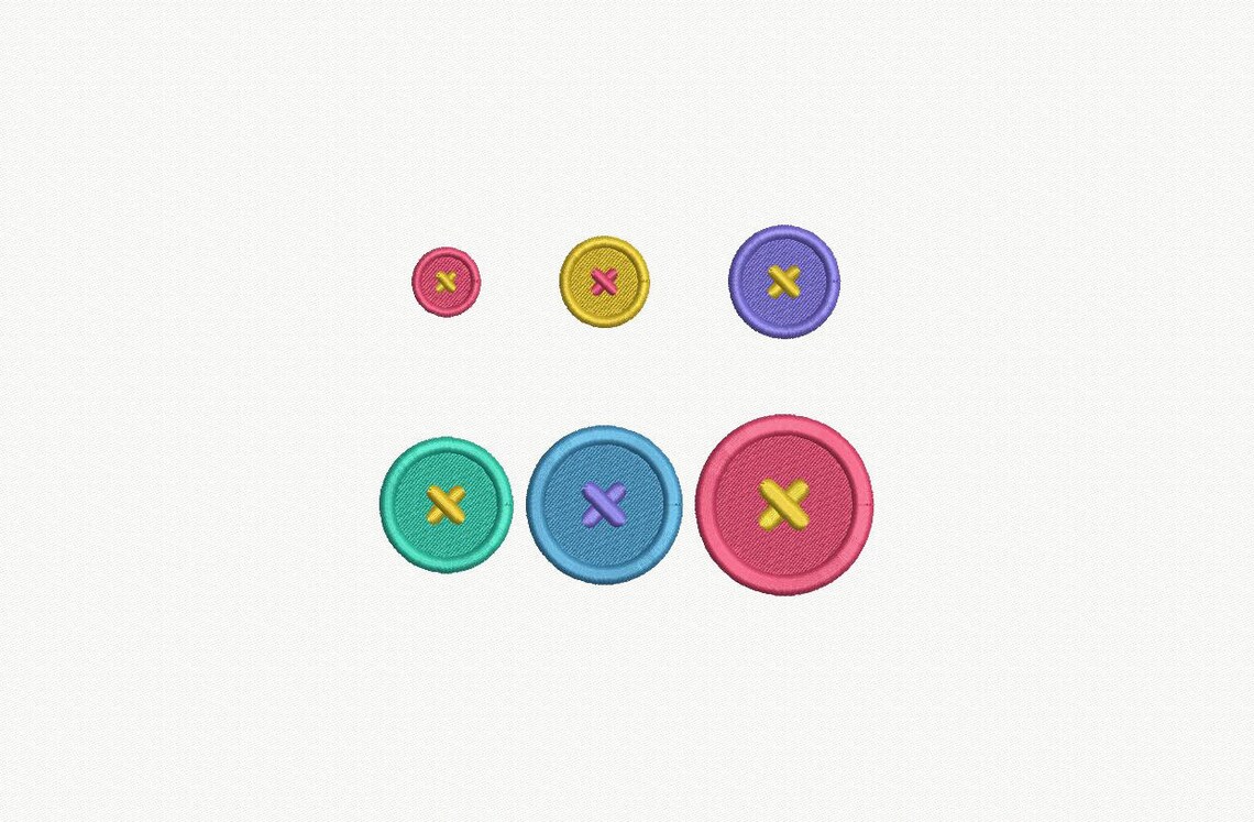 Mini Button Machine Embroidery Design 6 Sizes | Etsy