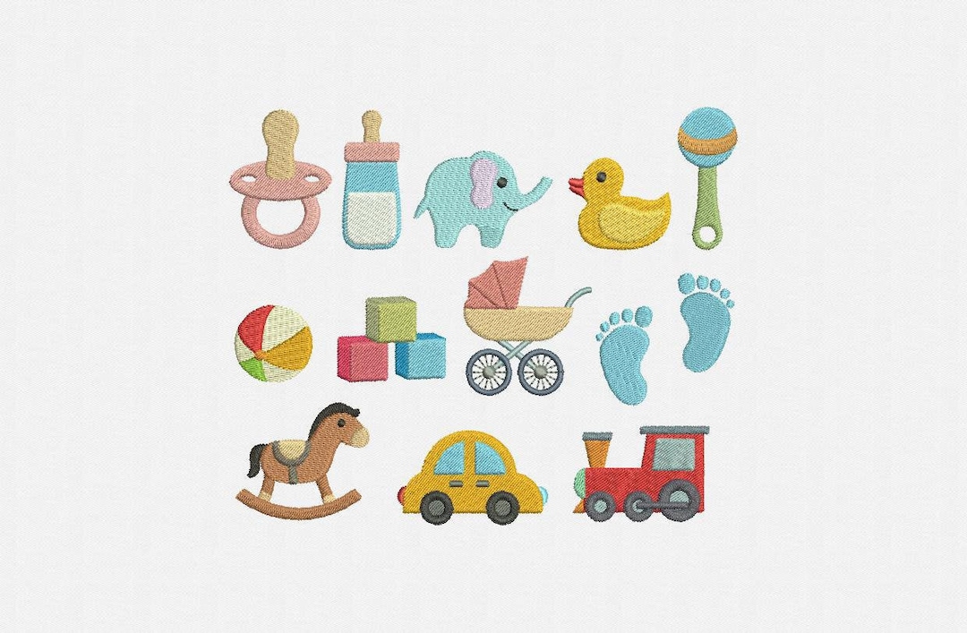 Mini Baby Shower Machine Embroidery Design - 12 Designs by 3 Sizes ...