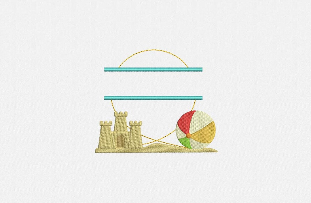 Split Sand Castle and Beach Ball Frame Monogram Machine Embroidery ...