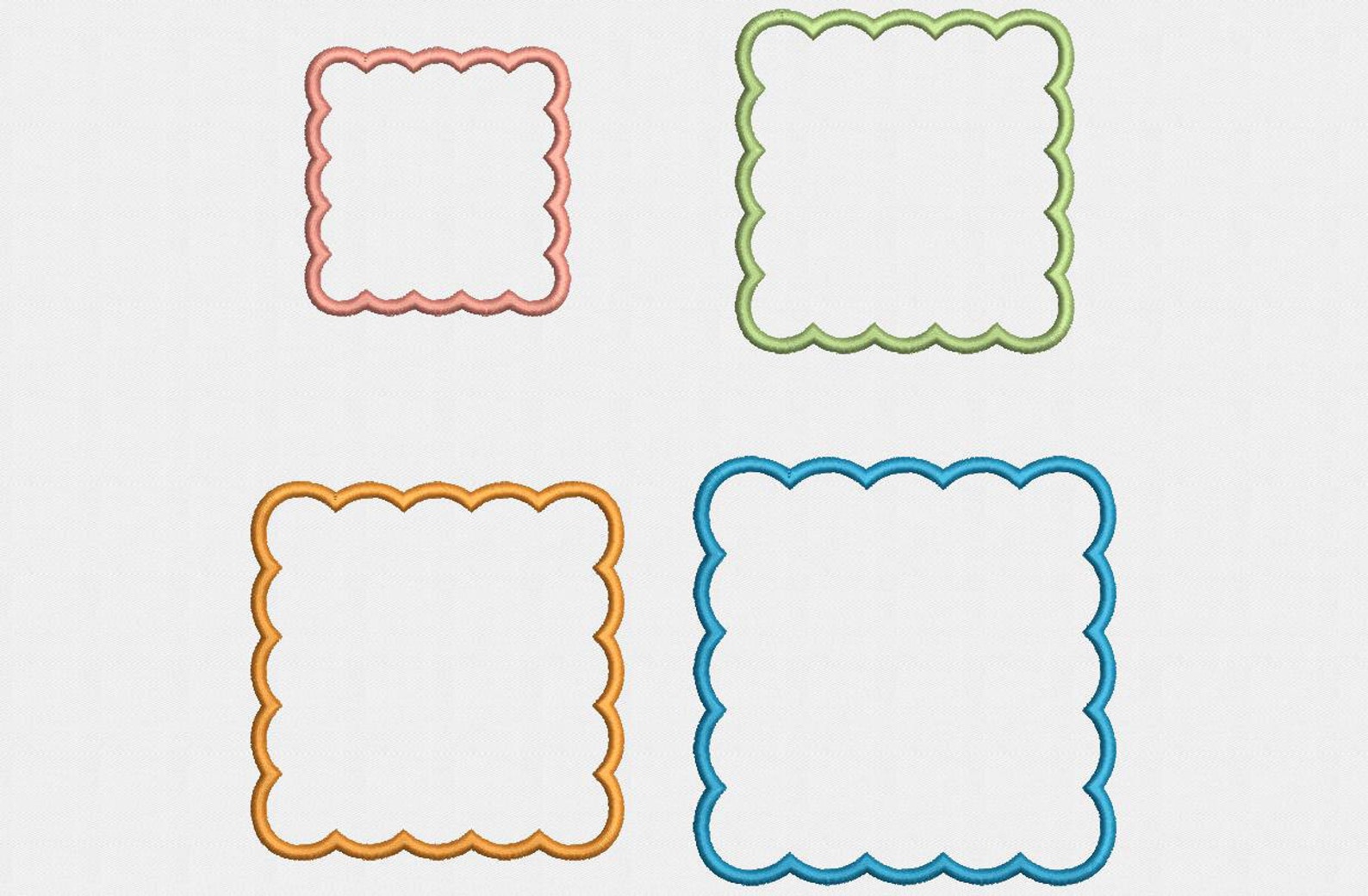 Scalloped Square Applique Machine Embroidery Design 4 Sizes | Etsy