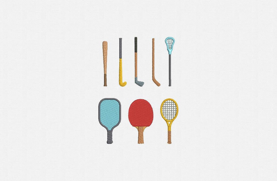 Mini Sport Racquets Sticks Machine Embroidery Designs Pack - 8 Designs ...