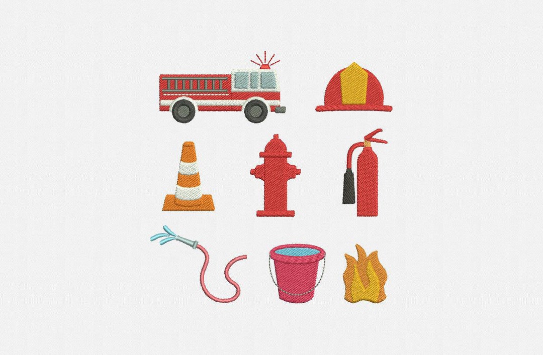 Mini Fireman Machine Embroidery Design - 8 Designs by 2 Sizes - Etsy