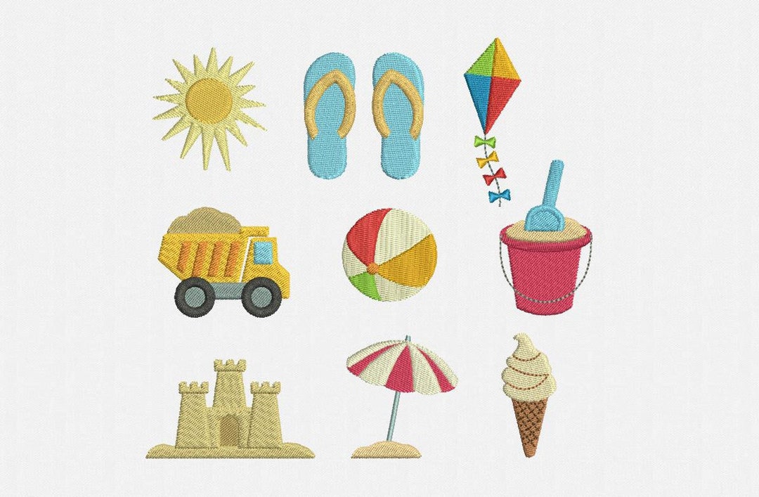 Mini Summer Machine Embroidery Designs Pack 9 Designs: Beach Ball ...