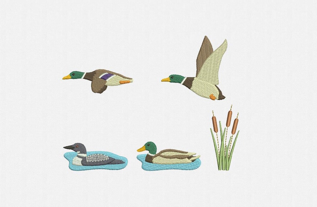 Mini Cattails Mallard Duck Loon Machine Embroidery Designs: - Etsy