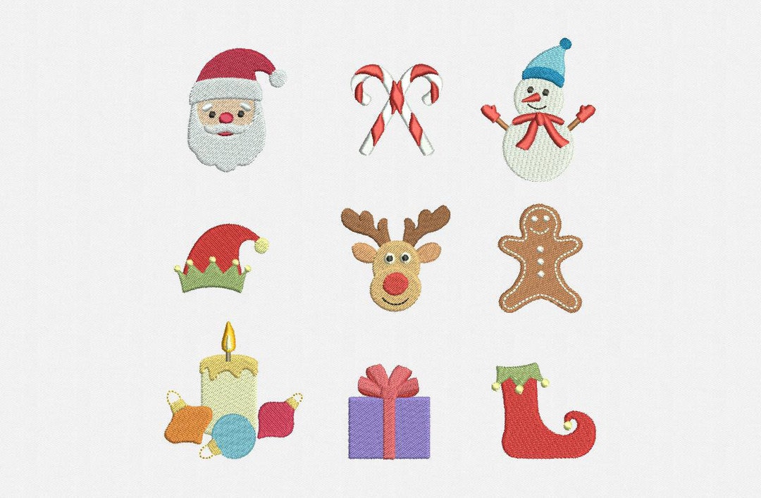Mini Christmas Machine Embroidery Designs Pack 9 Designs Santa ...