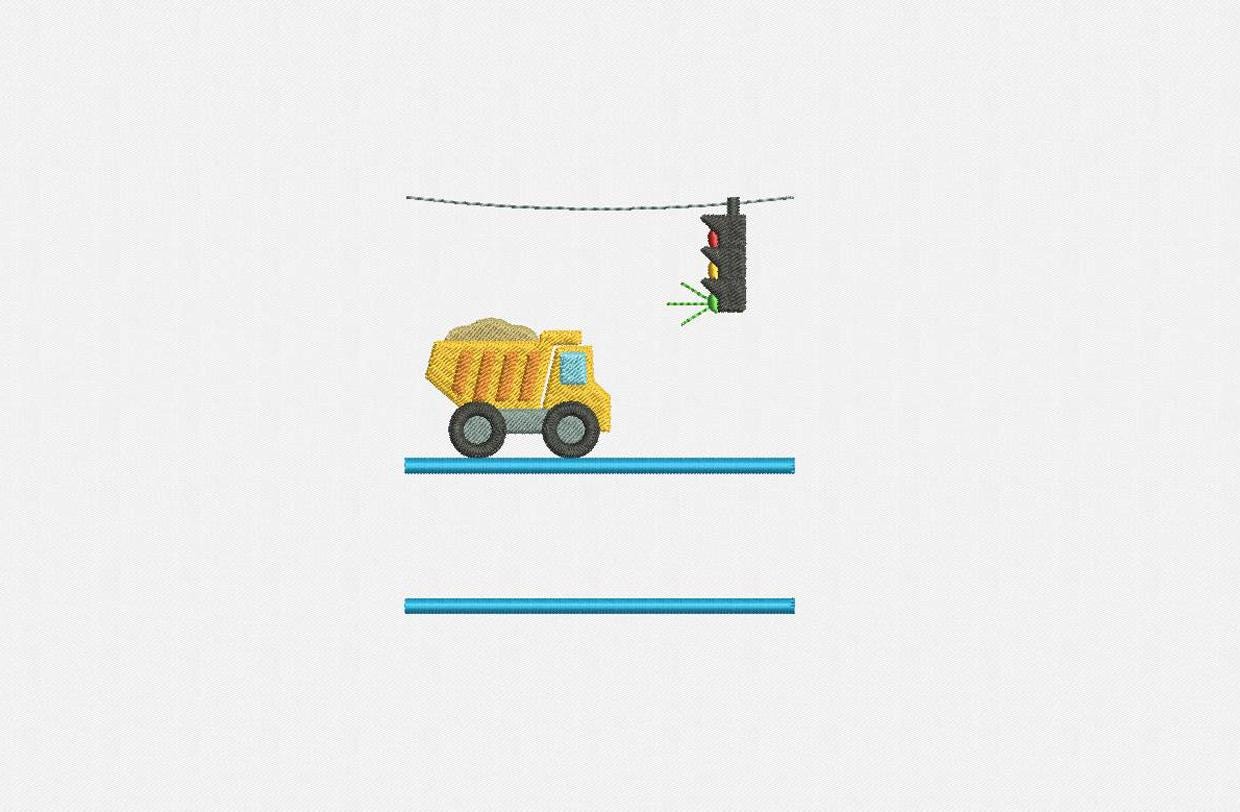 Split Dump Truck and Traffic Light Machine Embroidery Design - 2 Sizes ...