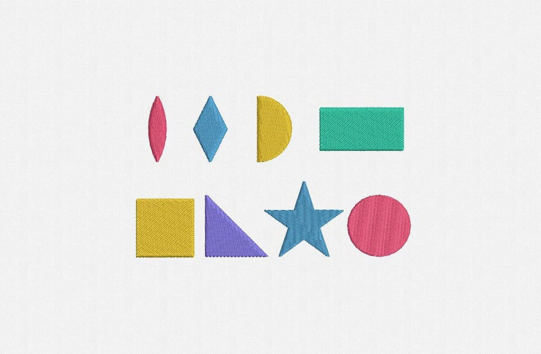 Mini Geometric Shapes Machine Embroidery Design - 8 Designs: Star, Dot ...