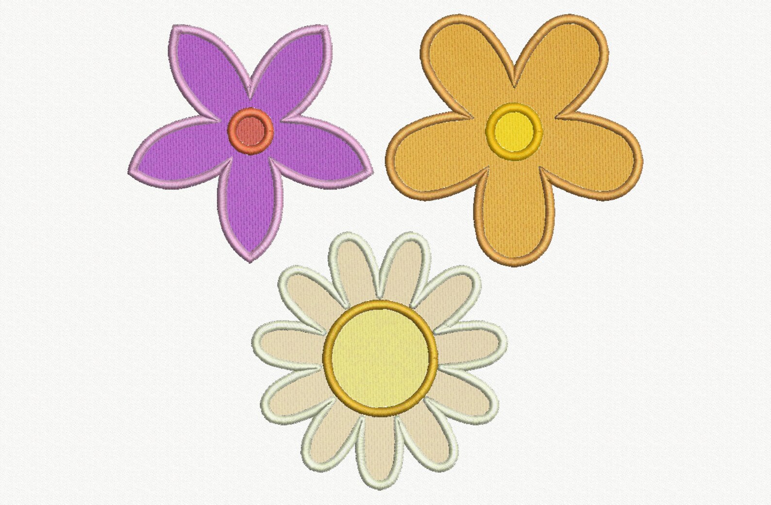 Flowers Applique Machine Embroidery Design 3 Designs by 2 - Etsy