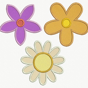 Flowers Applique Machine Embroidery Design - 3 Designs by 2 Sizes - Etsy