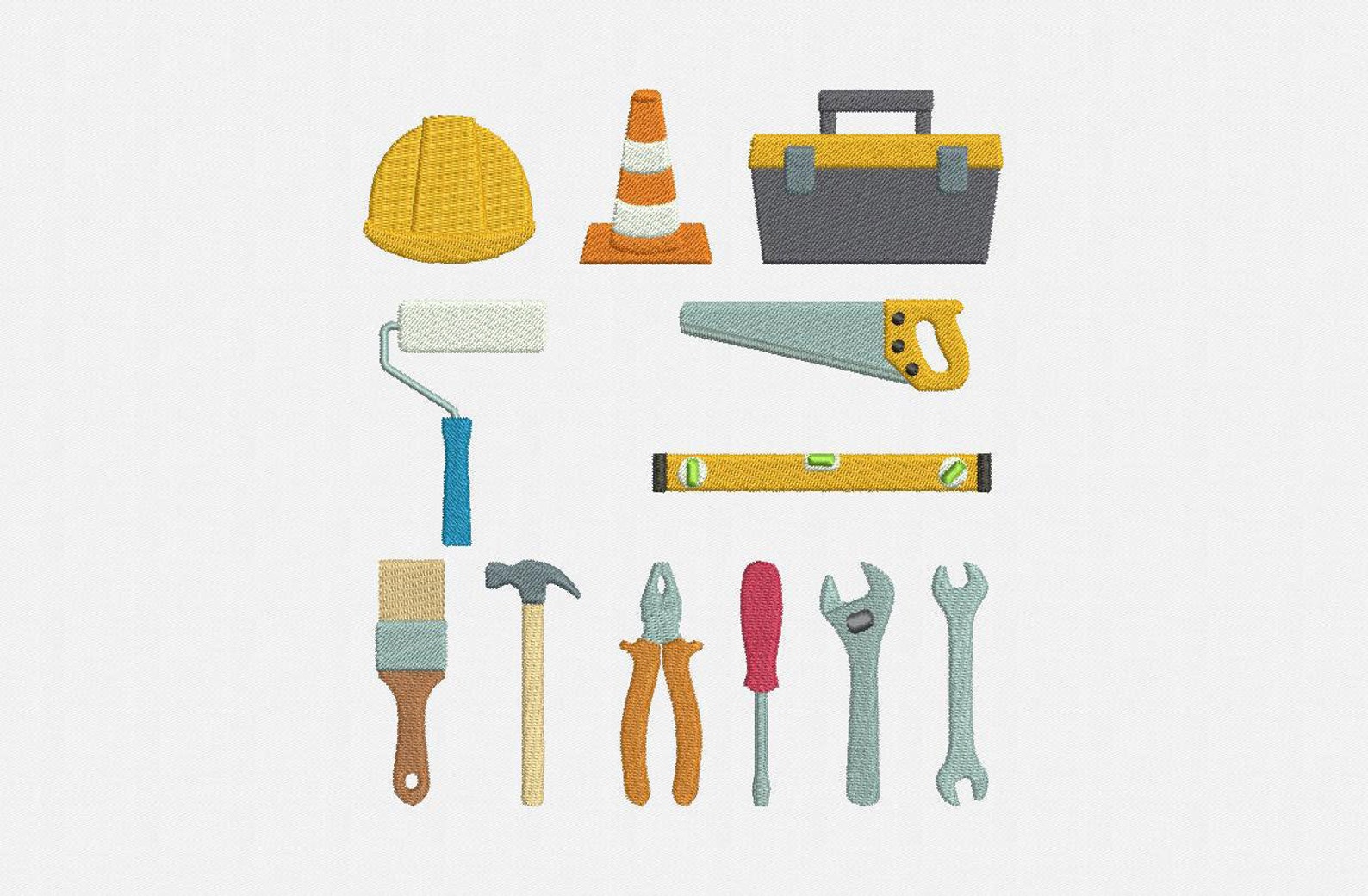 Mini Construction Tools Machine Embroidery Designs Pack 12 | Etsy