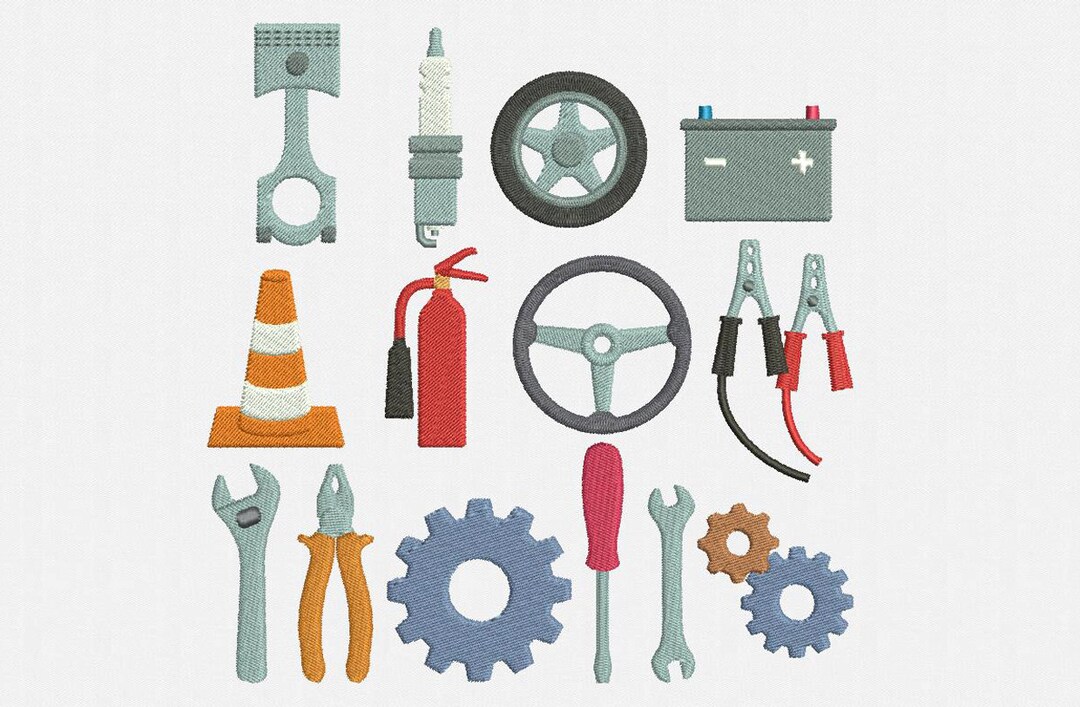 Mini Auto Mechanic Machine Embroidery Designs Pack - 14 Designs - Etsy