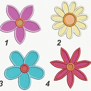 Flowers Applique Machine Embroidery Design - 4 Designs by 2 Sizes - Etsy