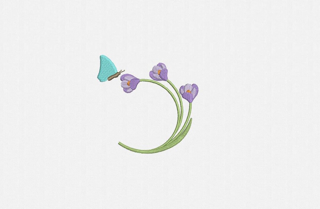 Crocus Flower Frame Monogram Machine Embroidery Design - 1 Size - Etsy