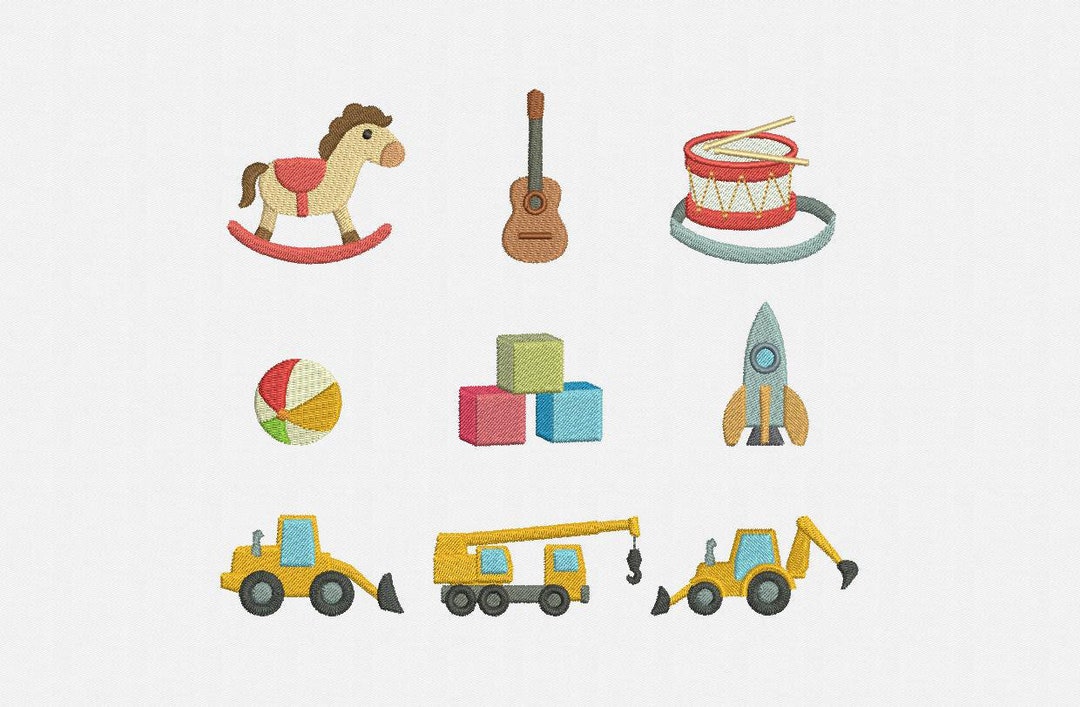 Mini Toys Machine Embroidery Design - 9 Designs by 2 Sizes - Etsy