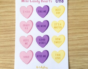 Candy Hearts Affirmation Stickers 8 Pack - Etsy