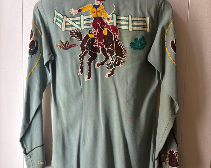 1940s Frontex Embroidered Western Shirt Womens Small - Etsy
