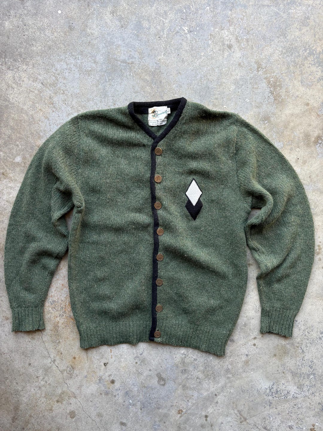 1960s Green Fuzzy Cardigan Sweater Rinardo Large - Etsy