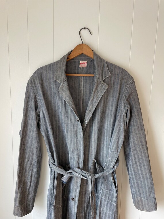 1940s Herringbone Mechanic Shop Coat Unitog Selvedge … - Gem