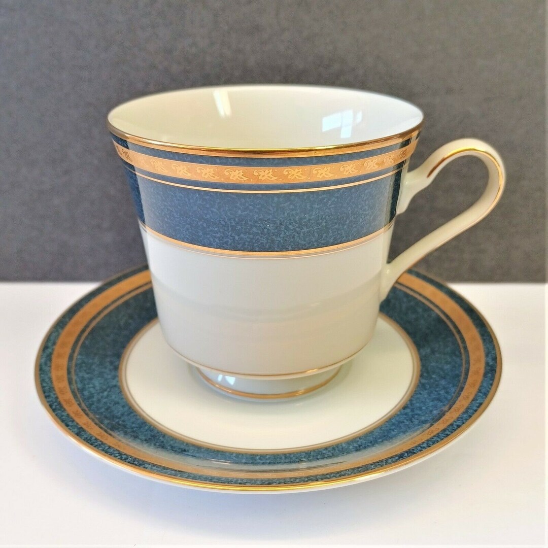 Mikasa Grande Ivory Imperial Lapis Cup & Saucer Sets Blue - Etsy