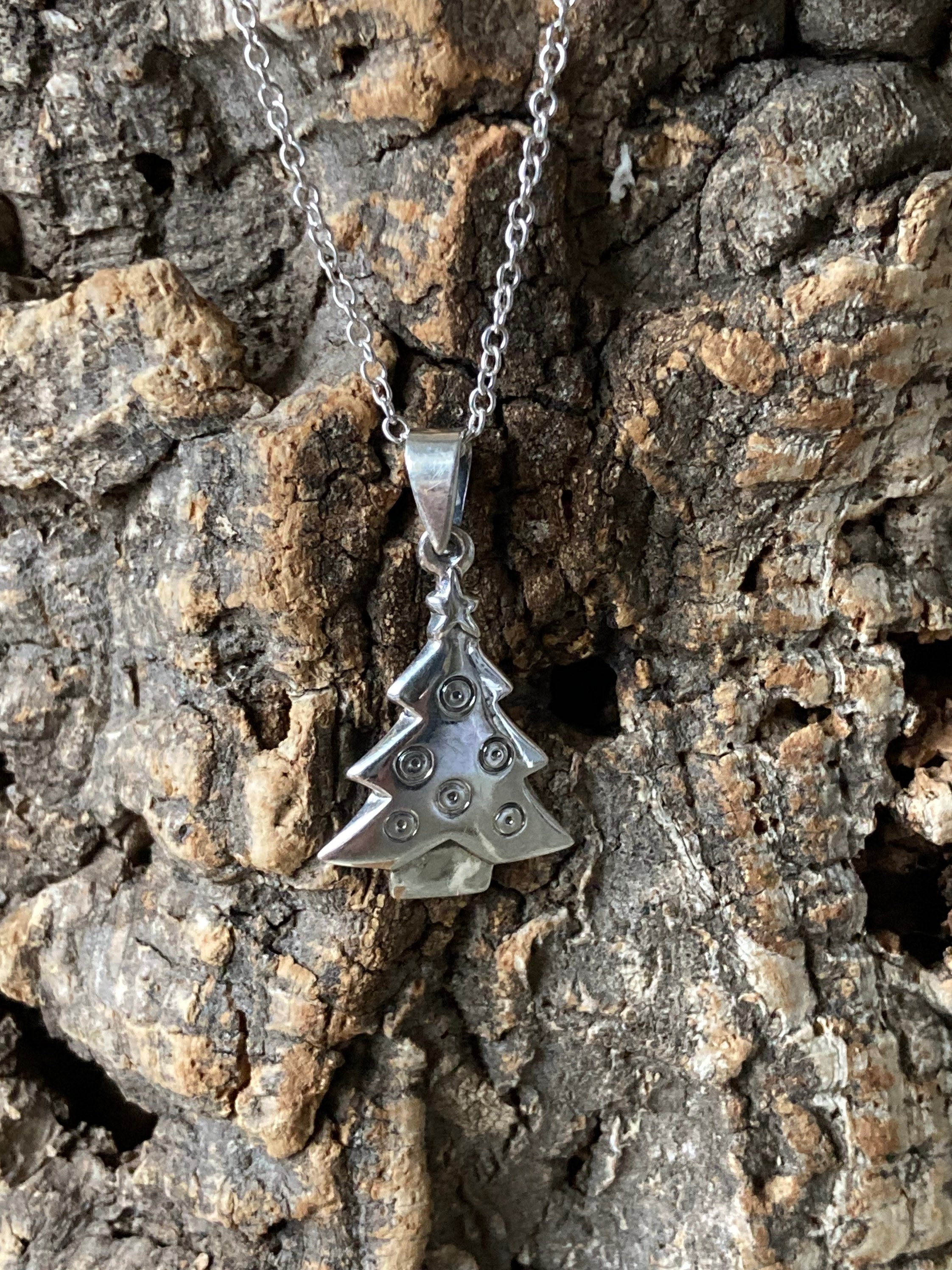 A Pretty Silver Christmas Tree Pendant and Chain SKU4367 - Etsy