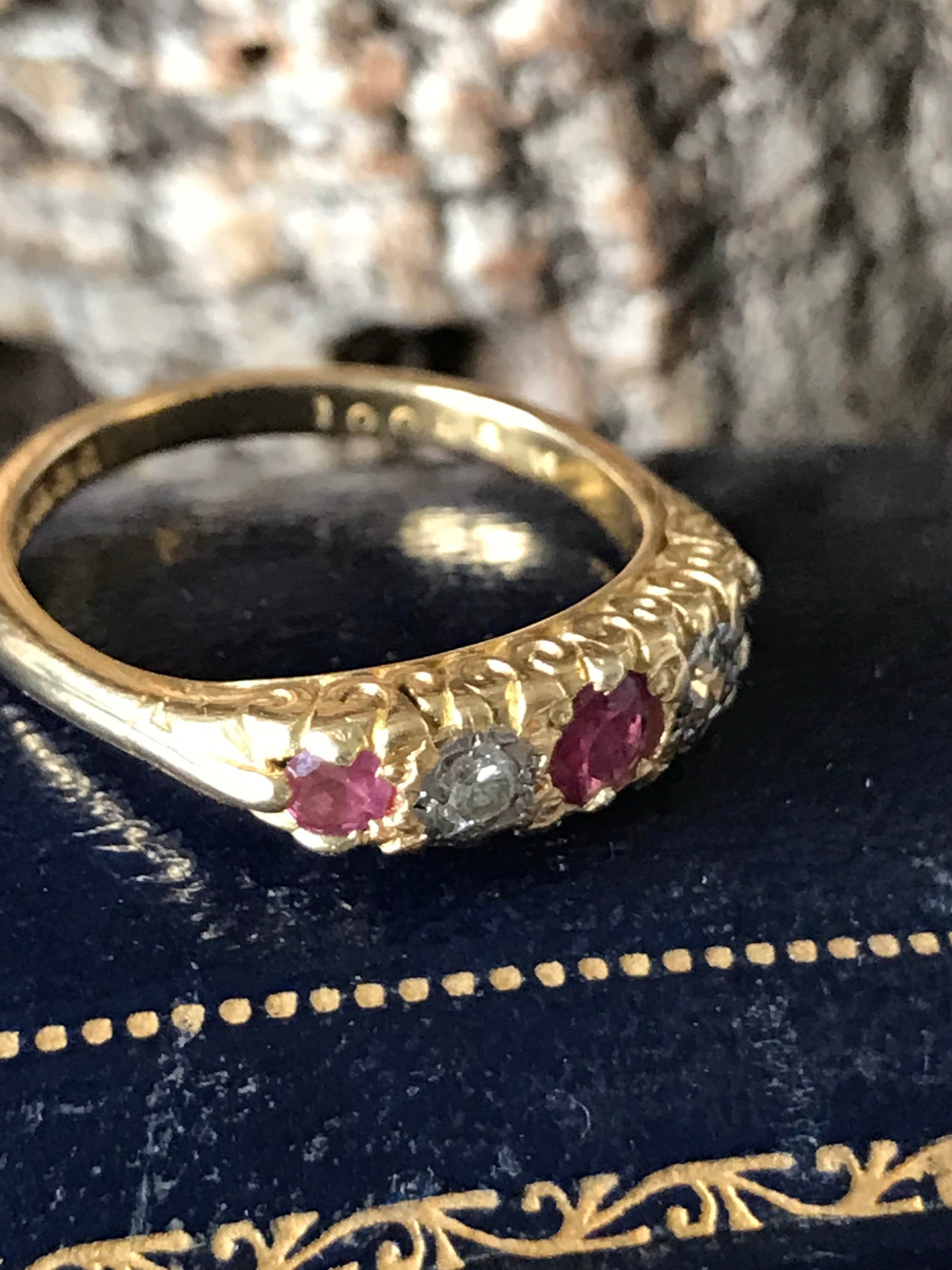 A Wonderful Victorian Style Ruby and Diamond Ring in 18ct Gold - Etsy