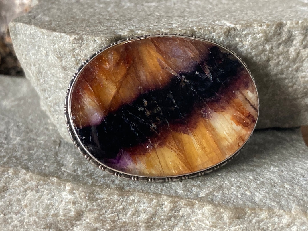 A Lovely Vintage Blue John and Silver Brooch SKU1600 - Etsy