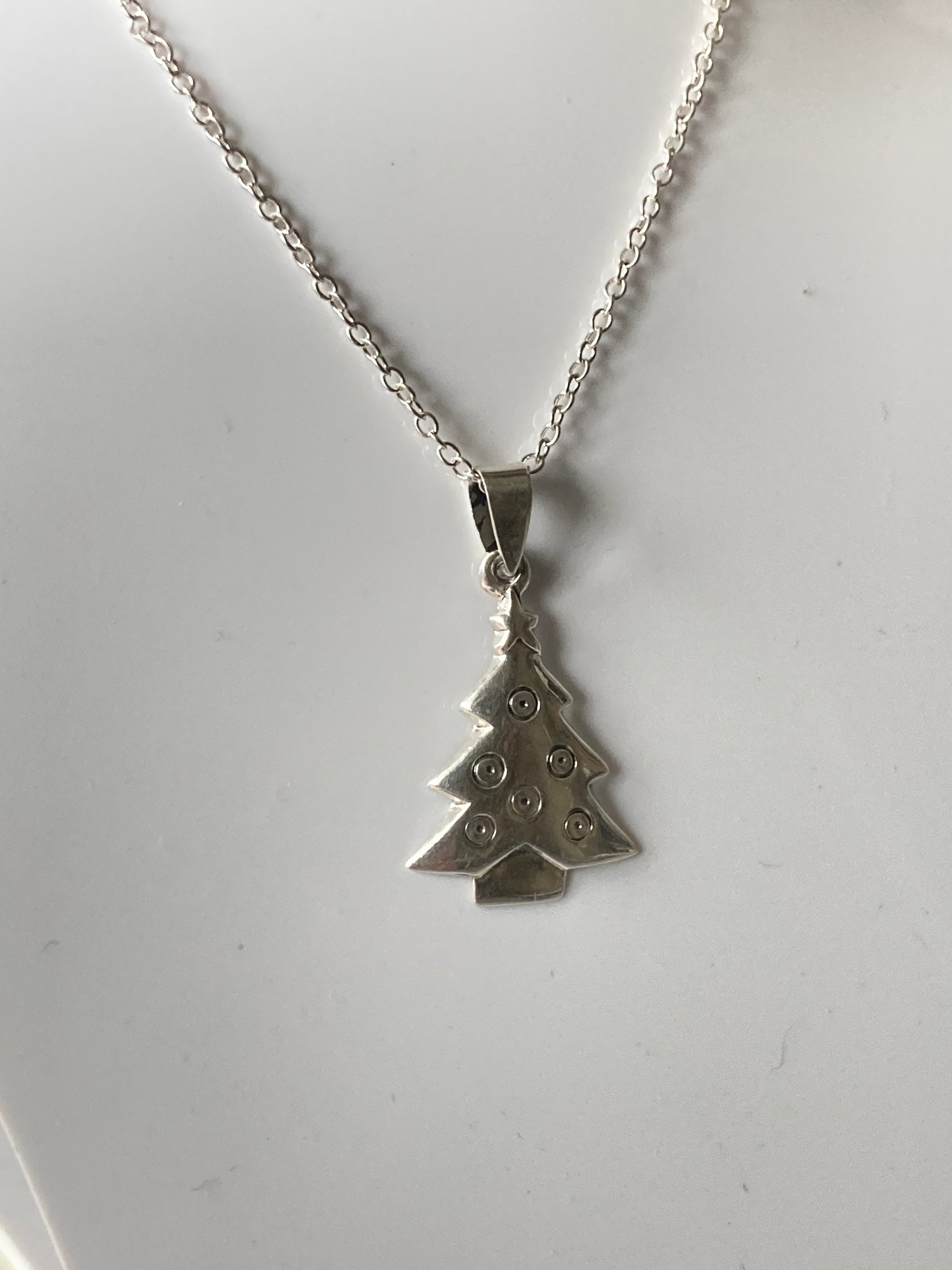 A Pretty Silver Christmas Tree Pendant and Chain SKU4367 - Etsy