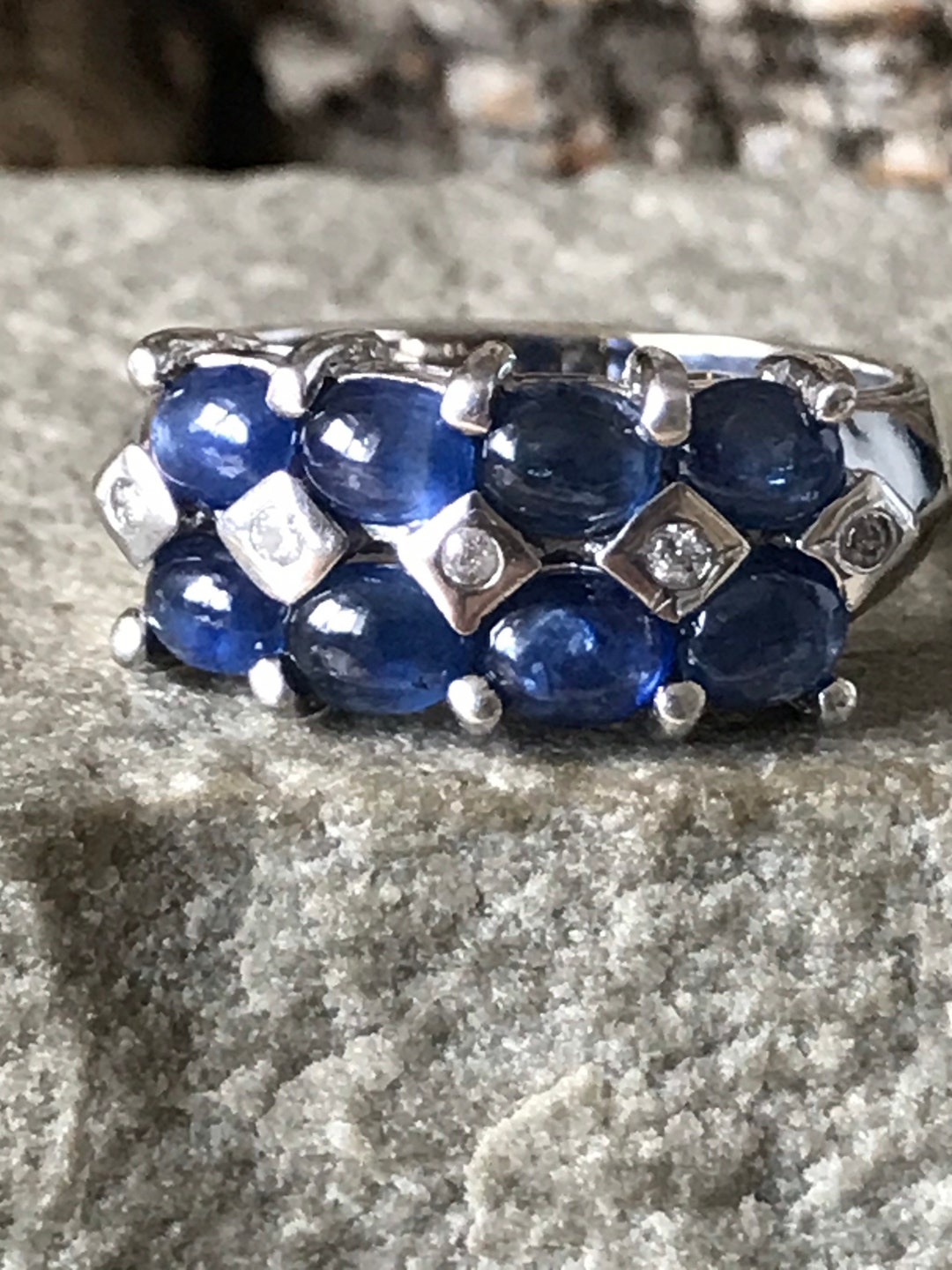 A Stunning and Unusual Cabochon Sapphire and Diamond Ring SKU3325 - Etsy