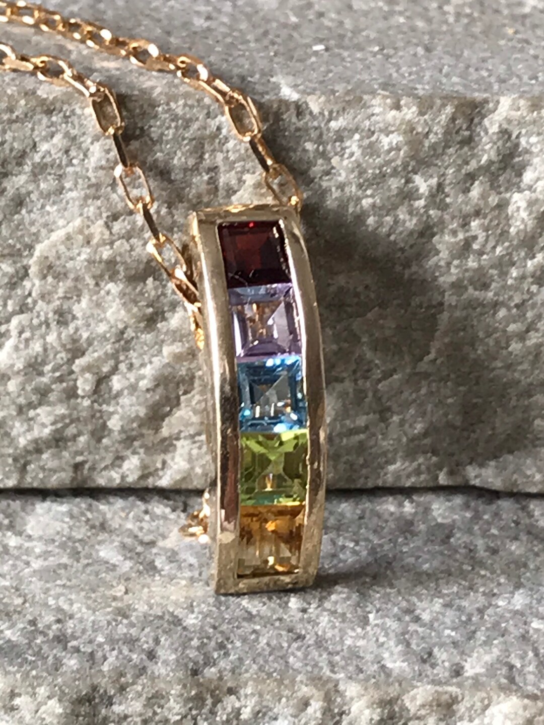 An Unusual Multi Stone Ladder Pendant and Chain SKU2876 - Etsy
