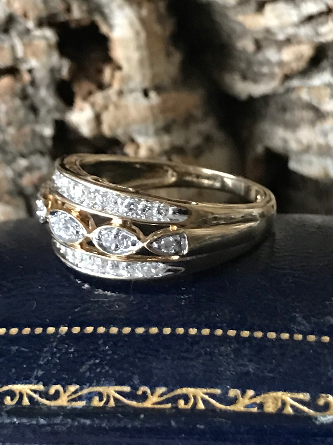 A Stunning Gold and Diamond Dress Ring SKU4162 - Etsy UK