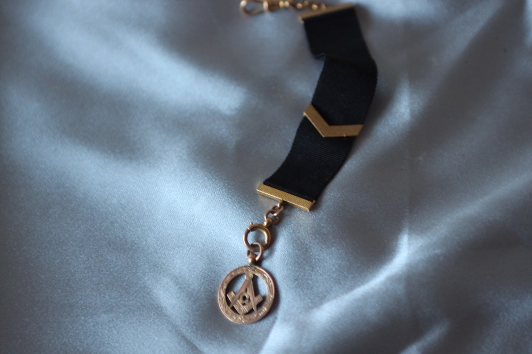 Vintage Black Silk Masonic Ribbon and Gold Fob SKU 1698 - Etsy