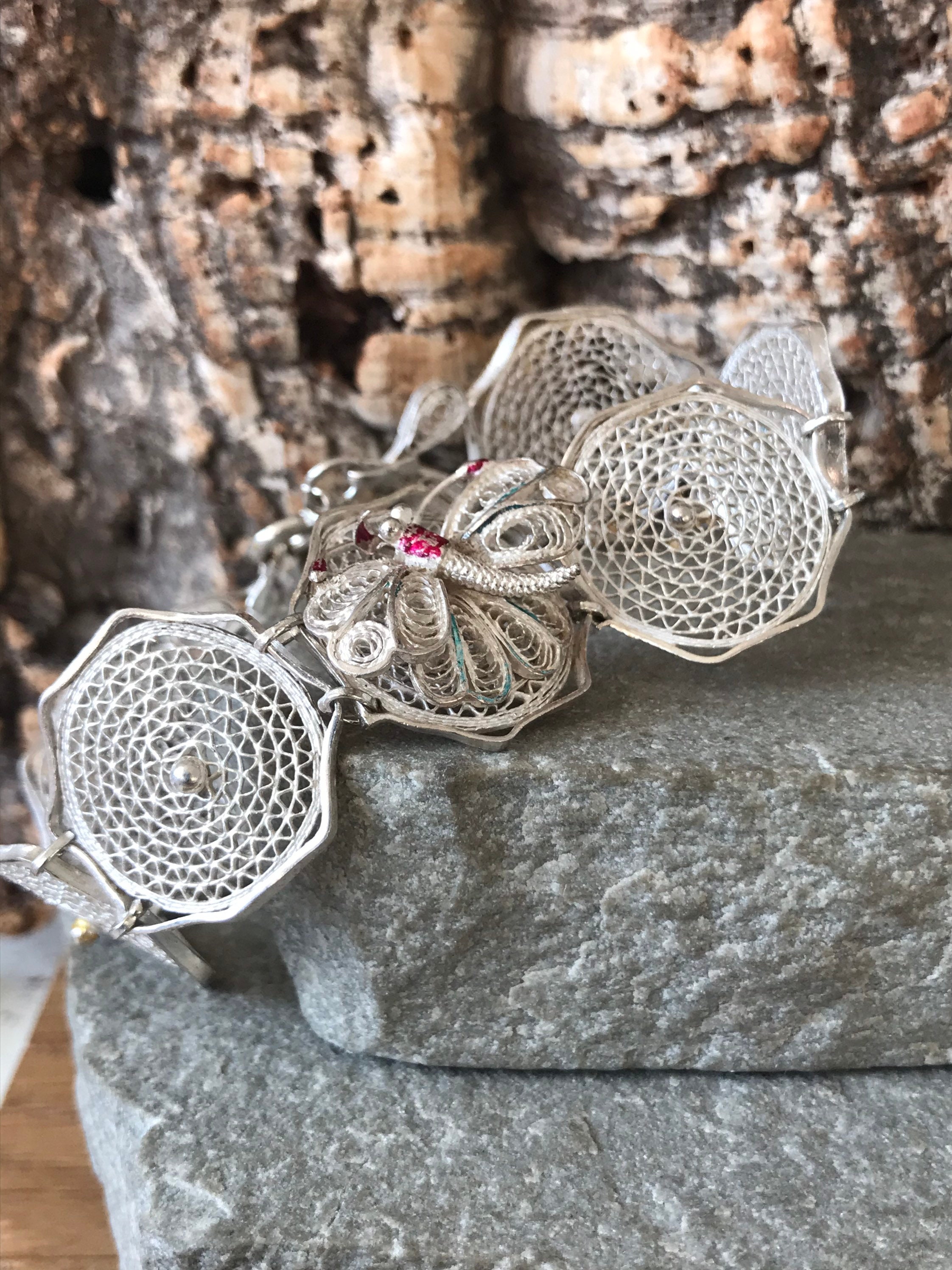 A Pretty Cobweb Silver Filigree Bracelet SKU2181 - Etsy