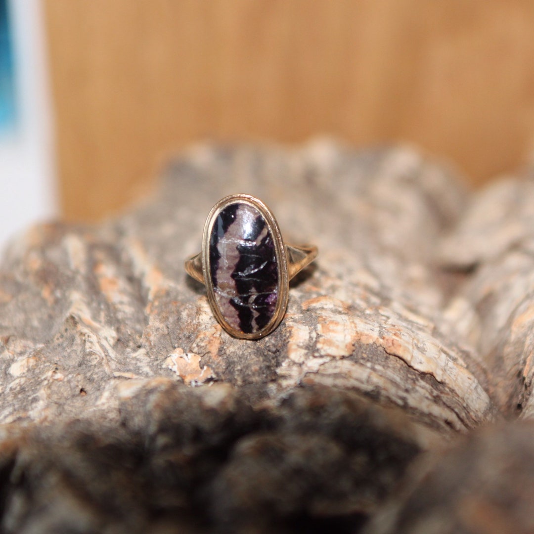 A Classic 9ct Gold and Blue John Ring SKU1905 - Etsy