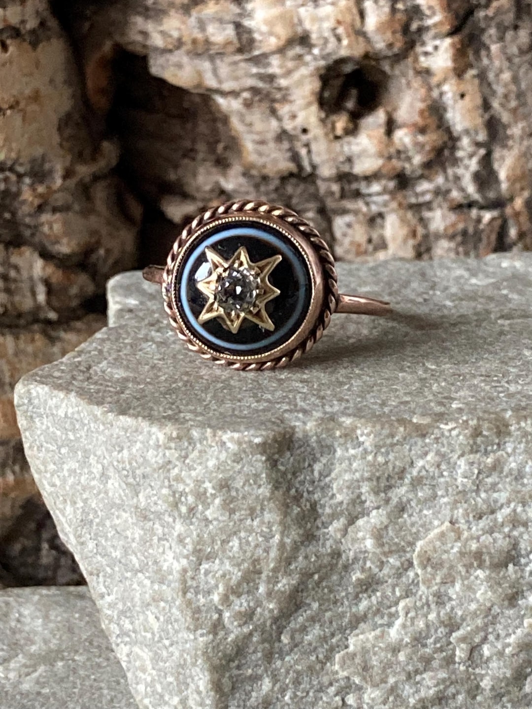 A Stunning Victorian Bullseye Ring Set With A Diamond SKU8500 - Etsy