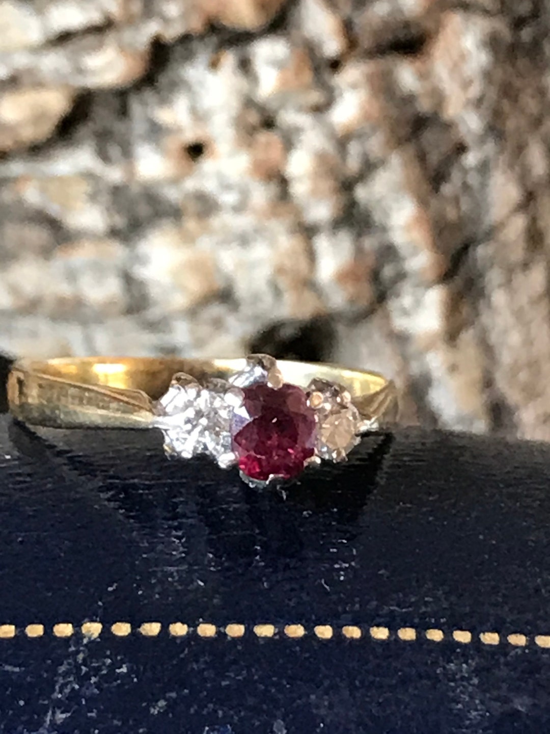 A Pretty Ruby and Diamond 18ct Trilogy Ring, Would Make A Wonderful ...