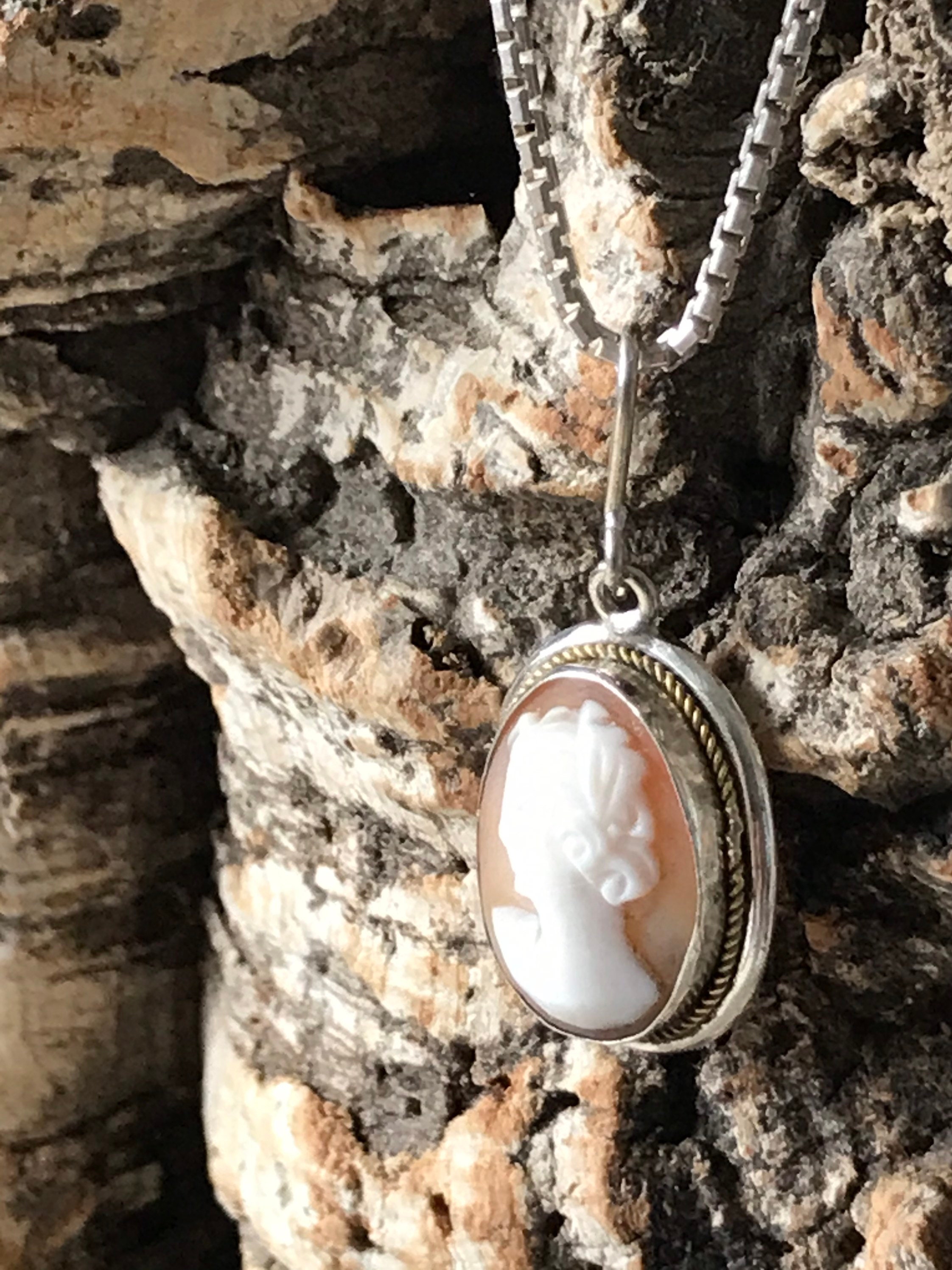 A Vintage Silver Cameo Pendant and Necklace SKU3069 - Etsy